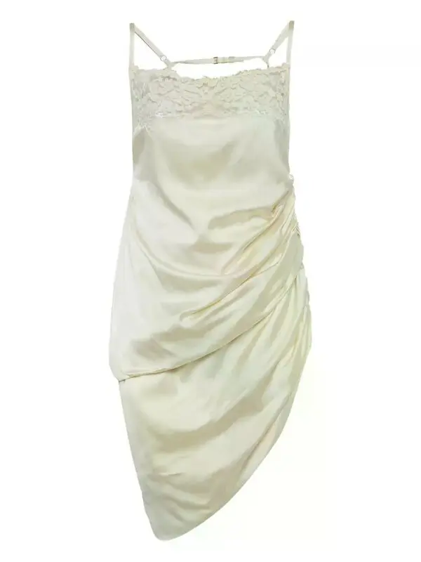 Jacquemus Asymmetrical Lace Mini Dress - Neutrals