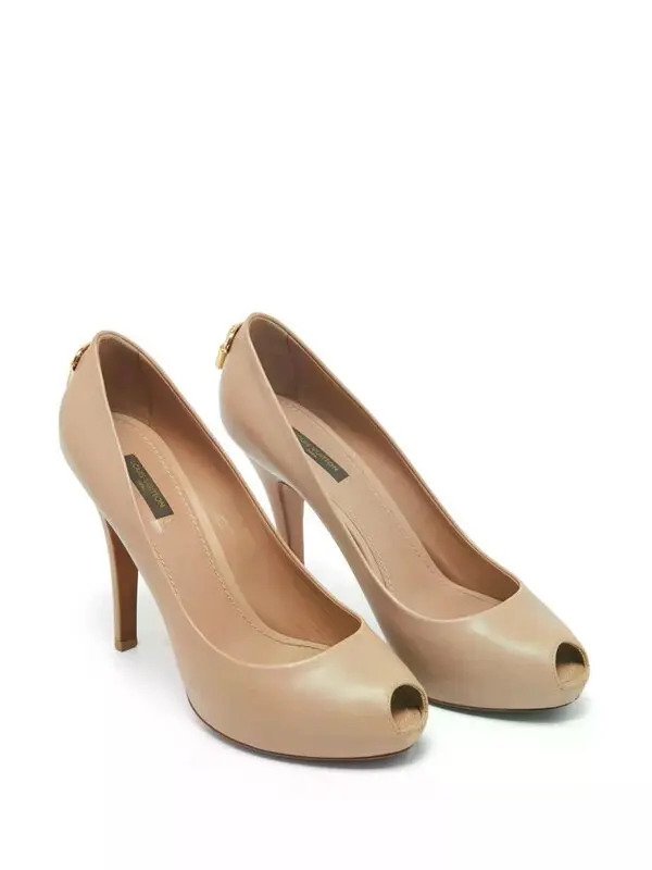 LOUIS VUITTON Leather Peep-toe Heeled Pumps