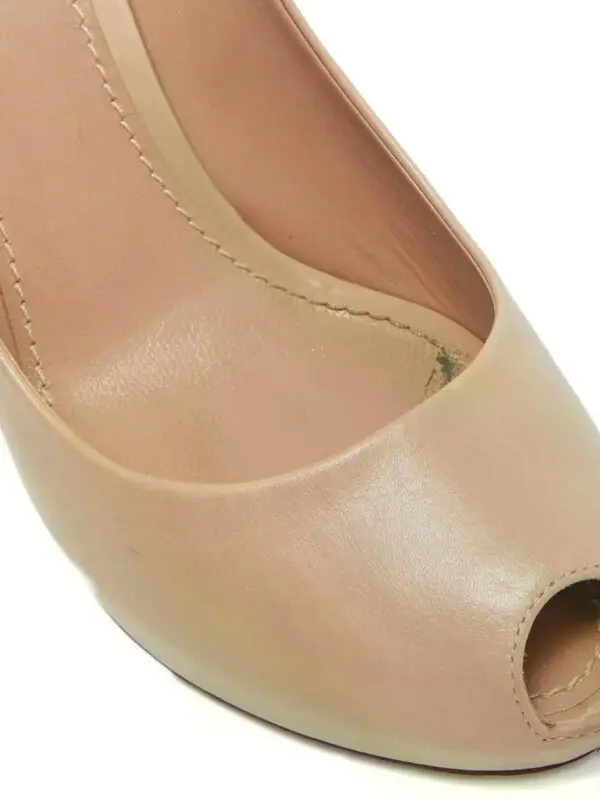 LOUIS VUITTON Leather Peep-toe Heeled Pumps