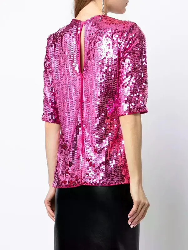 Saint Laurent 1990s Fuchsia Sequin Embellished Blouse
