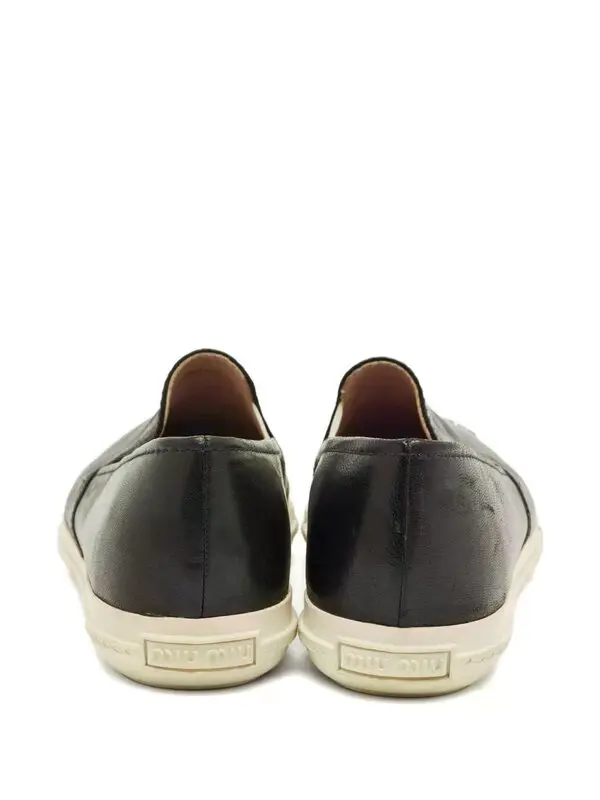 Miu Miu Metallic Cap Toe Leather Slip-on Sneakers