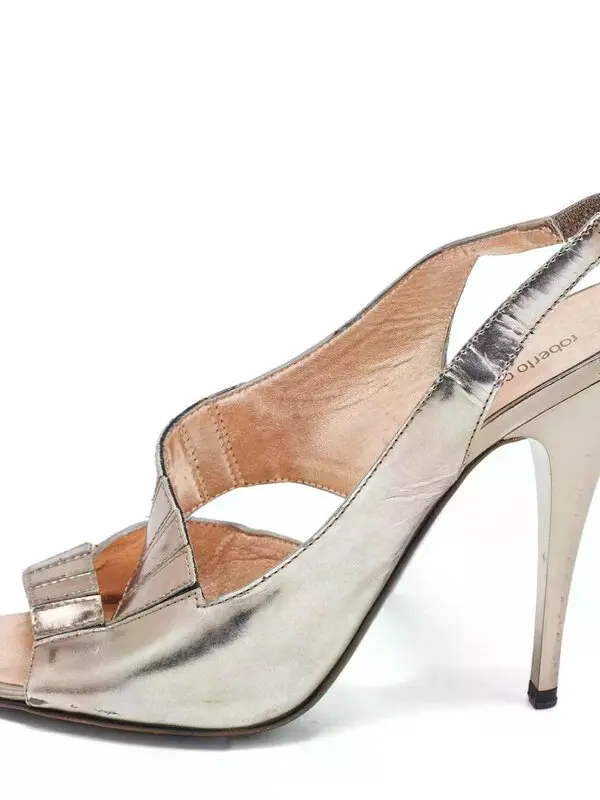 Roberto Cavalli Metallic Leather Slingback Sandals