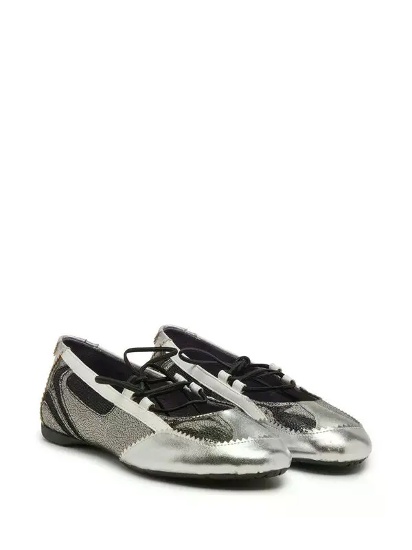DIESEL® D-mile Ballet Flats With Panelled Design And Bungee Laces - Silver
