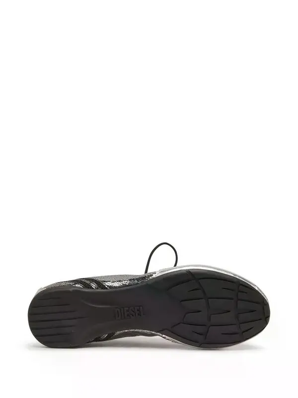 DIESEL® D-mile Ballet Flats With Panelled Design And Bungee Laces - Silver