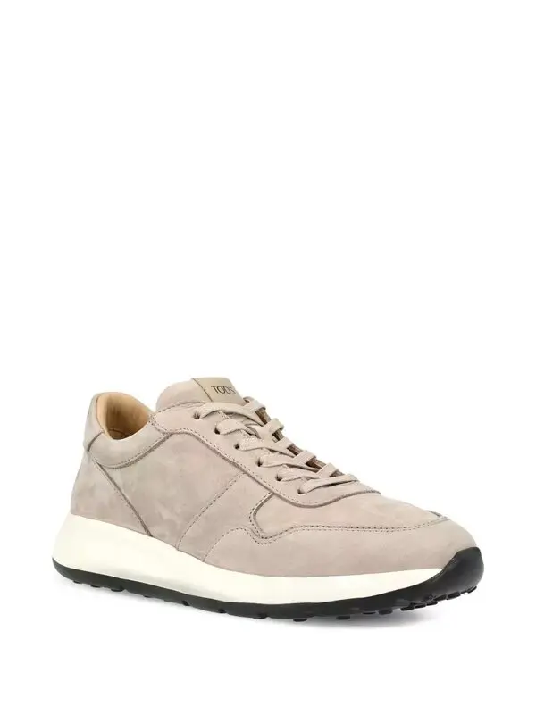 TOD'S Suede Sneakers With Logo Detail - Neutrals