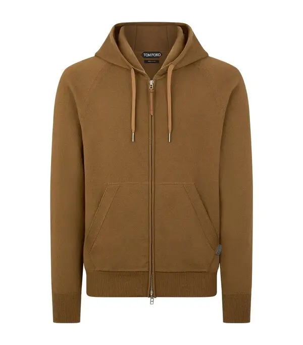 TOM FORD Cashmere-wool Leather-trim Hoodie