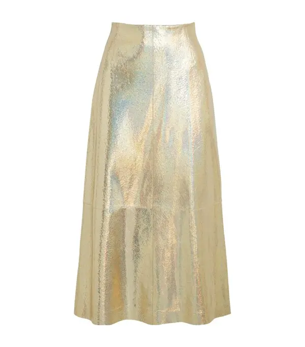 Lafayette 148 New York Metallic Suede Midi Skirt