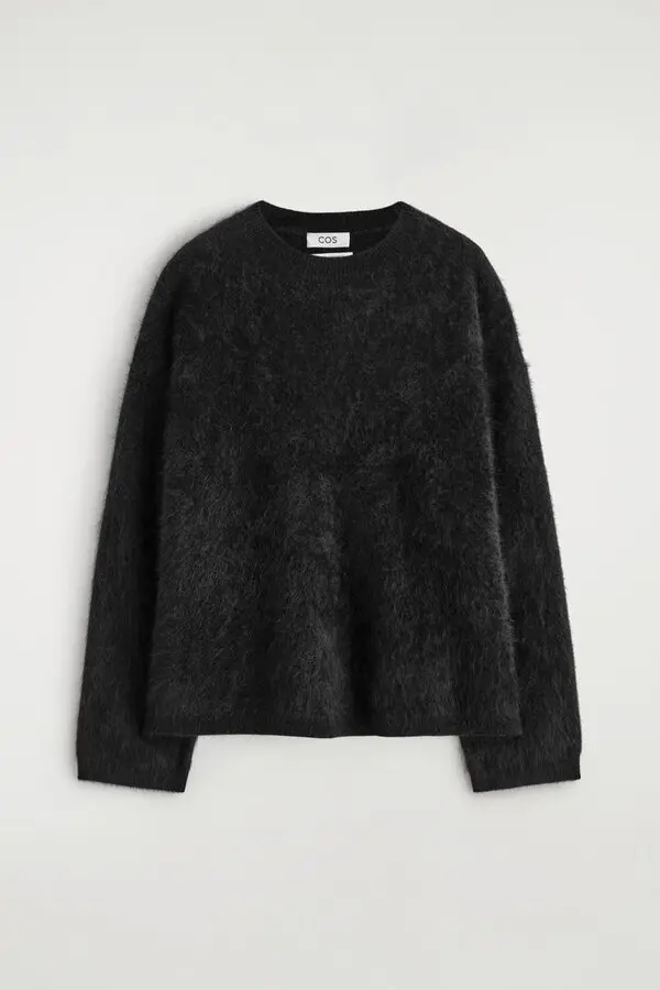 Cos Brushed Cashmere Crew-neck Sweater - Black