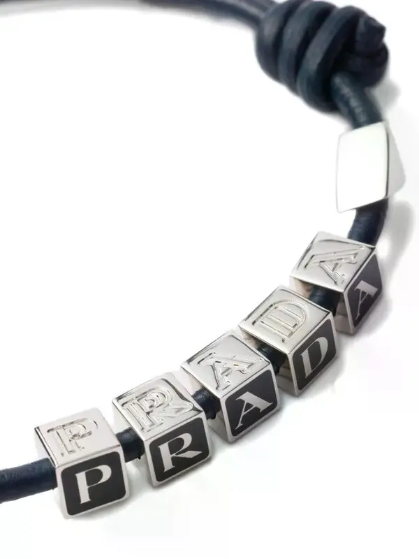 Prada Logo-lettering Leather Bracelet