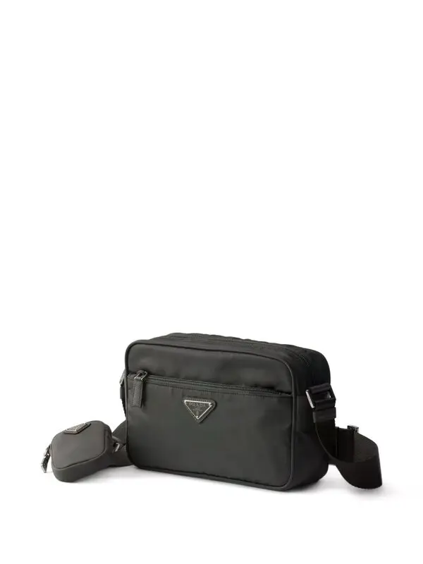 Prada Zip Pouch Woven Strap Shoulder Bag - Grey