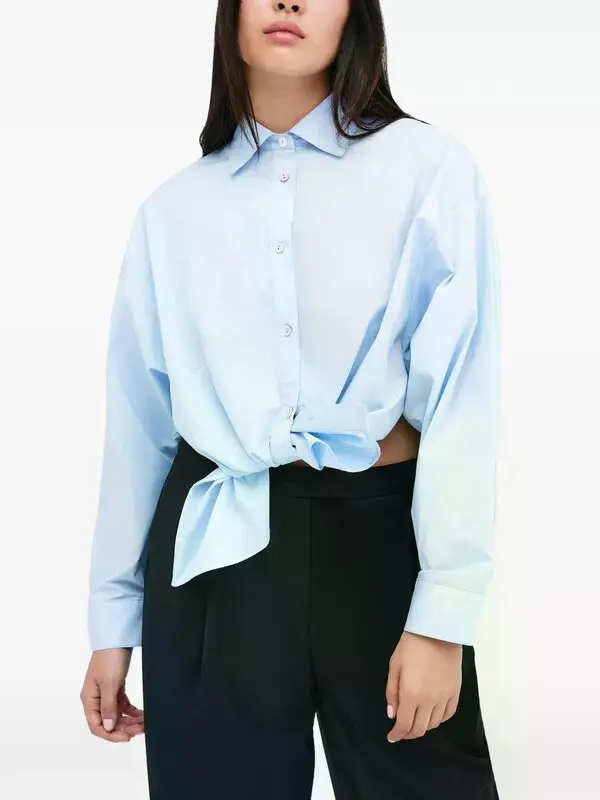 MARCELLA Ezra Diagonal-seams Buttoned-cuffs Top - Blue