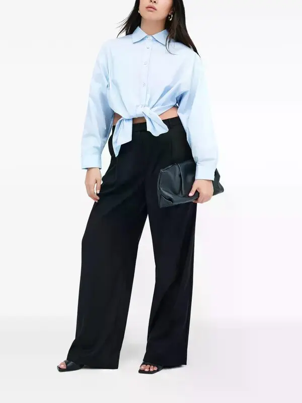 MARCELLA Ezra Diagonal-seams Buttoned-cuffs Top - Blue