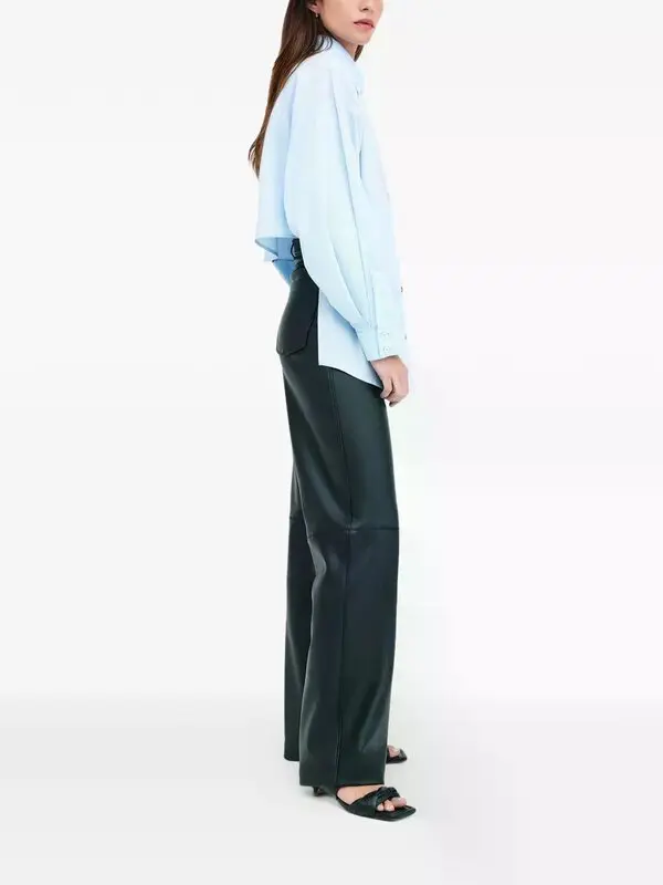 MARCELLA Ezra Diagonal-seams Buttoned-cuffs Top - Blue