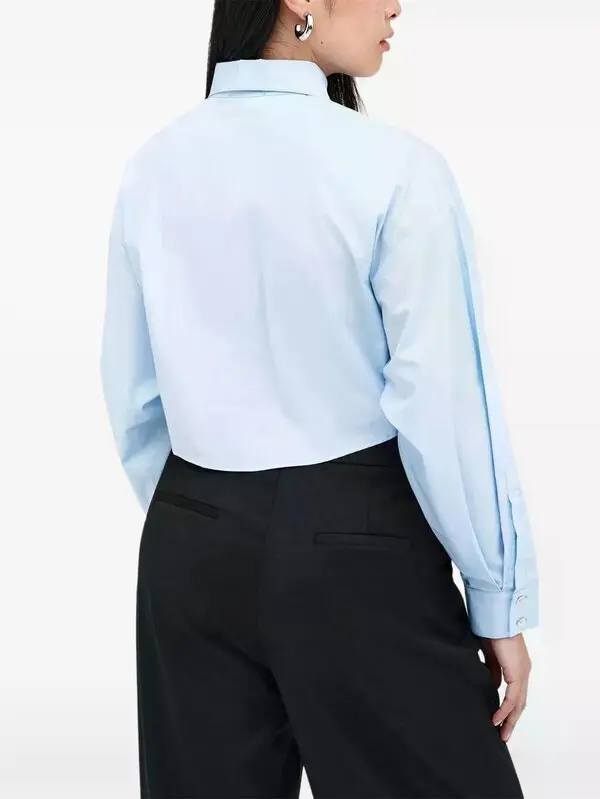 MARCELLA Ezra Diagonal-seams Buttoned-cuffs Top - Blue