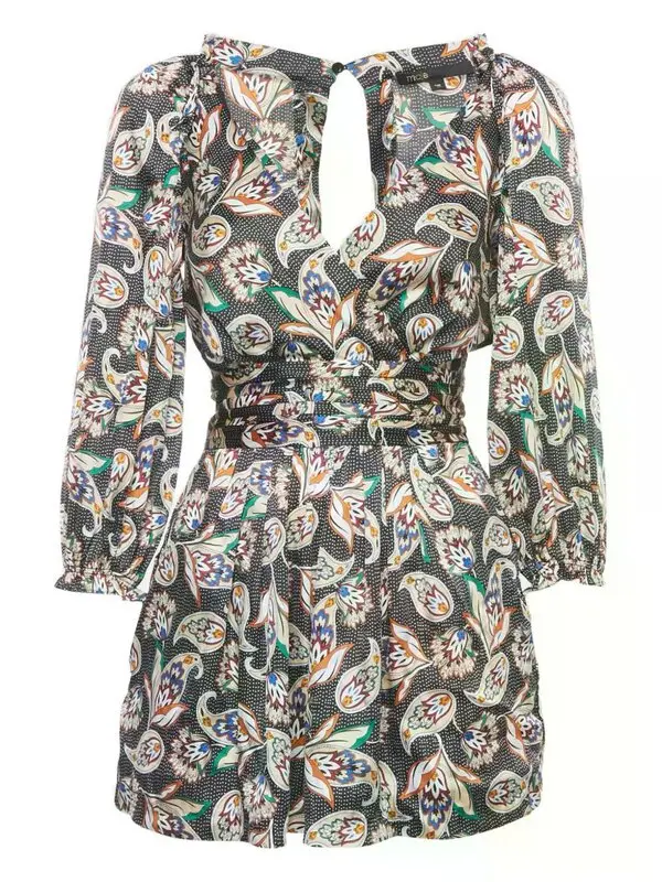 Maje Paisley Print Playsuit - Black