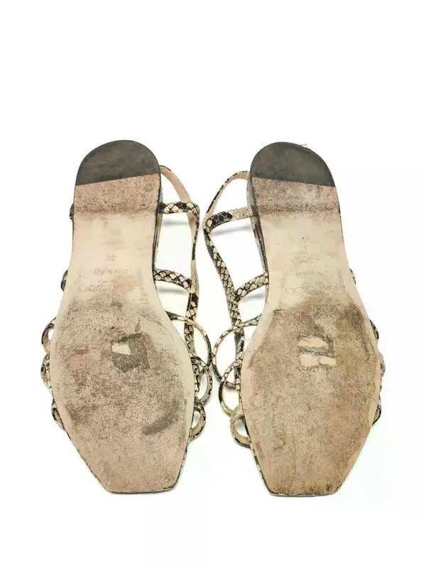 JIMMY CHOO Embossed Leather Strappy Sandals - Neutrals