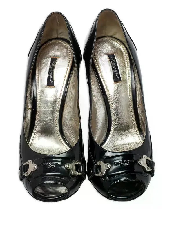 Dolce & Gabbana Patent Leather Peep Toe Pumps