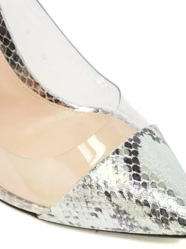 GIANVITO ROSSI 110mm Plexi Snakeskin Pumps - Grey