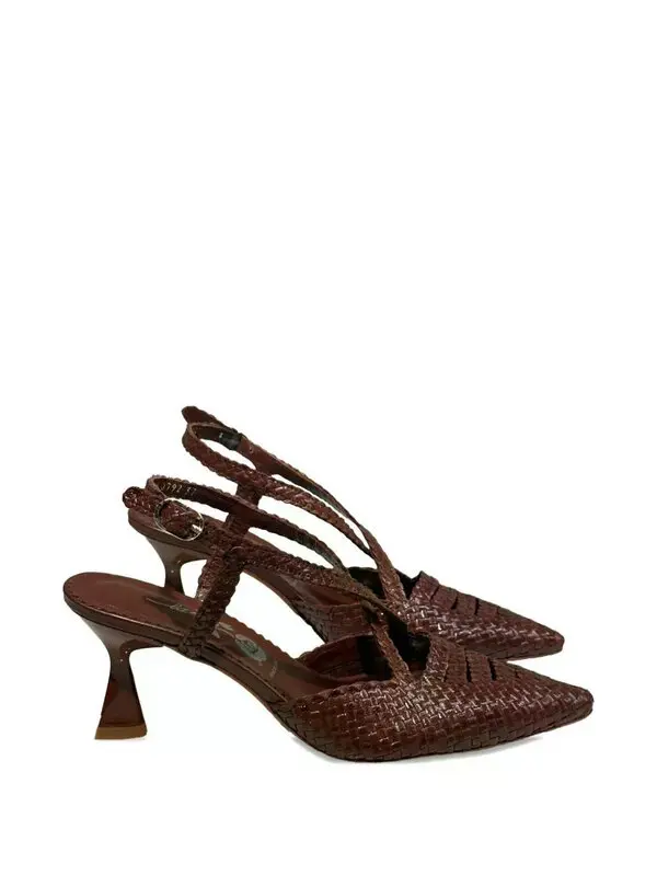 LA ROSE Moritz Woven Slingback Pumps - Brown