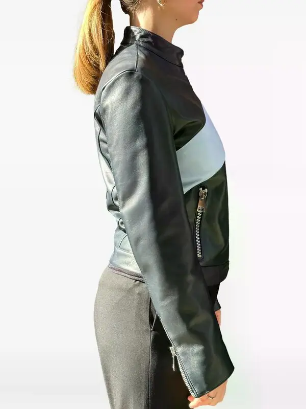 LA ROSE Zip-up Leather Bomber Jacket