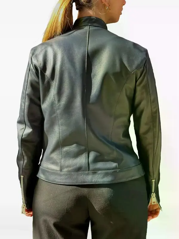 LA ROSE Zip-up Leather Bomber Jacket