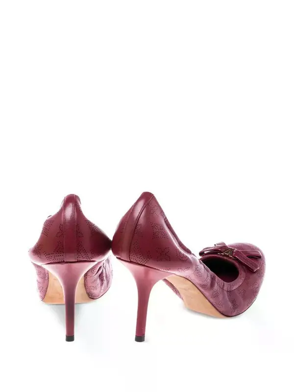 LOUIS VUITTON Burgundy Leather Monogram Perforated Pumps
