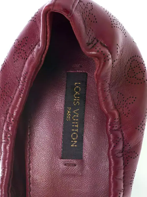 LOUIS VUITTON Burgundy Leather Monogram Perforated Pumps
