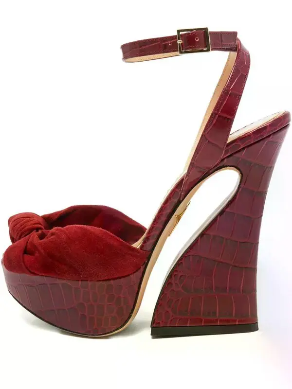 CHARLOTTE OLYMPIA 140mm Crocodile-embossed Platform Sandals - Red