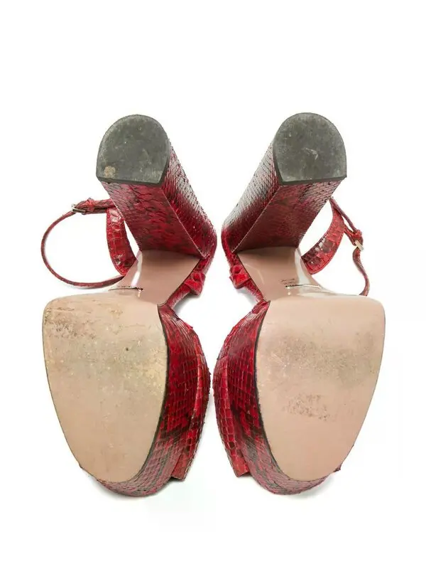 Gucci Horsebit-detail Heeled Sandals - Red