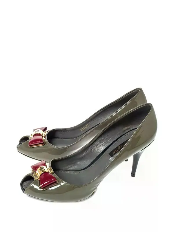 LOUIS VUITTON Peep-toe Patent Pumps With Bow Detailing