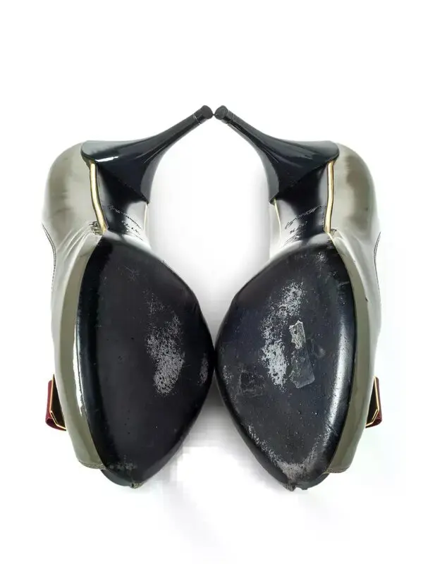 LOUIS VUITTON Peep-toe Patent Pumps With Bow Detailing