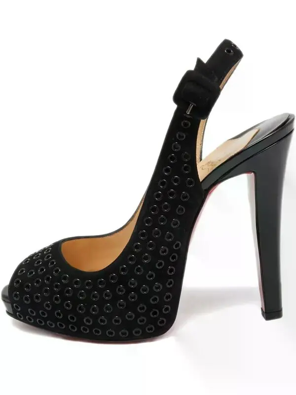 CHRISTIAN LOUBOUTIN 130mm Aicha Eyelet Slingback Pumps