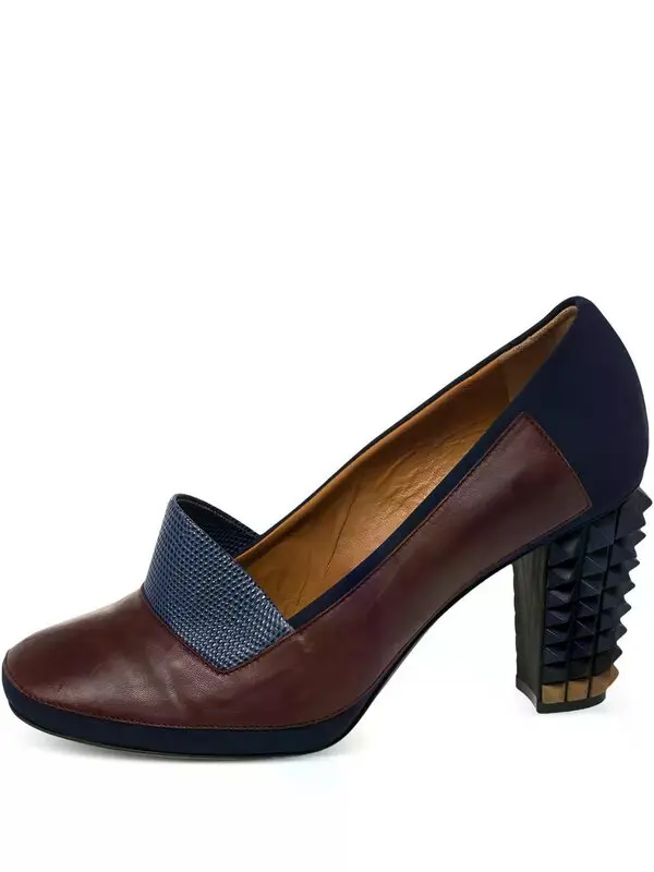 Fendi Studded-heel Leather Pumps