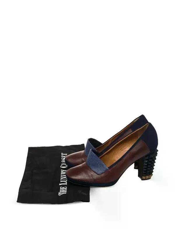 Fendi Studded-heel Leather Pumps