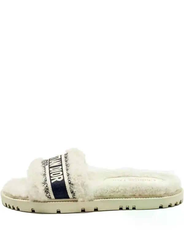 Dior Dway Shearling Slides - Neutrals