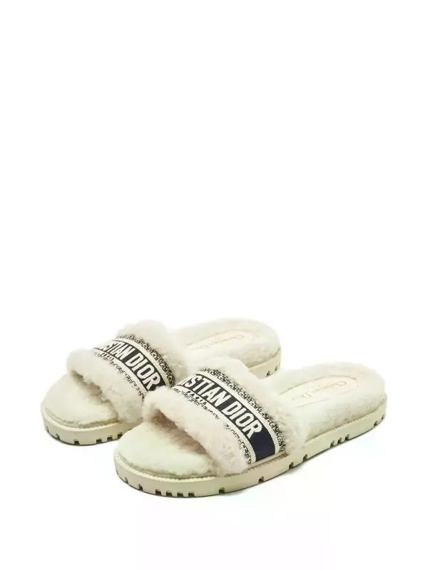 Dior Dway Shearling Slides - Neutrals