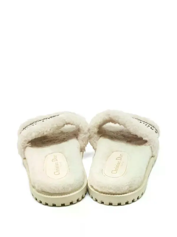 Dior Dway Shearling Slides - Neutrals