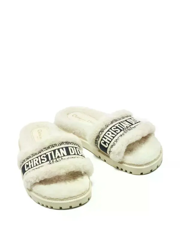 Dior Dway Shearling Slides - Neutrals