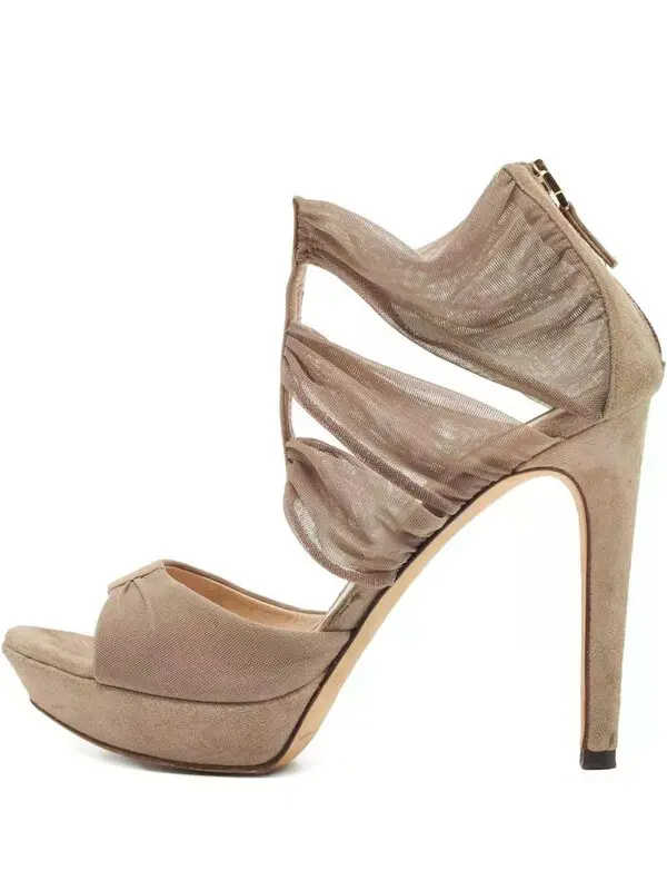 Fendi Mesh And Suede Sandals - Neutrals