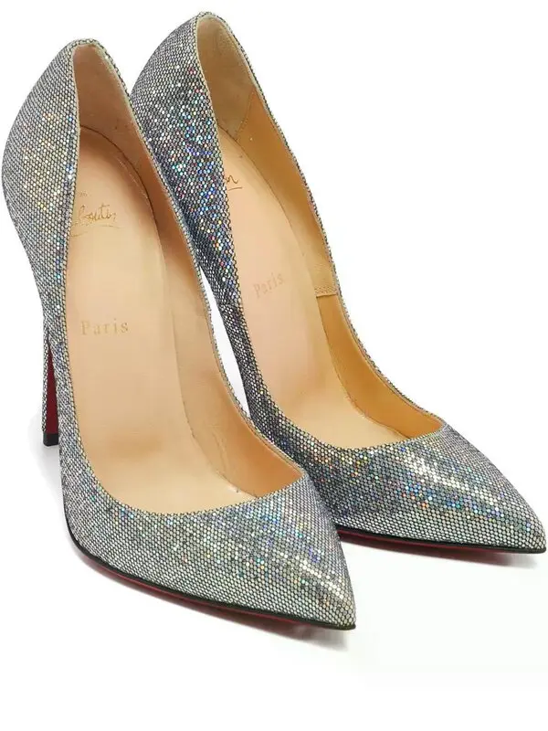 CHRISTIAN LOUBOUTIN 120mm Glitter Pigalle Follies Pointed-toe Pumps - Silver