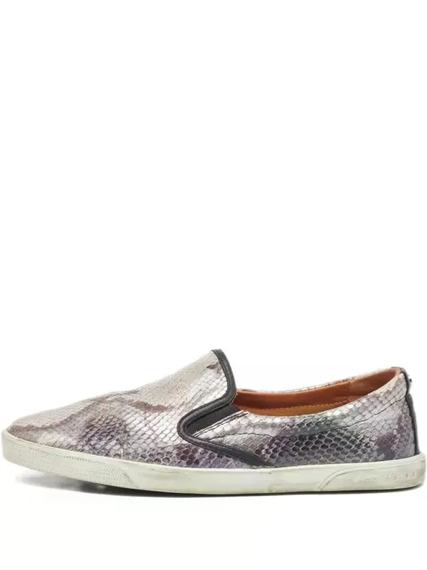JIMMY CHOO Snakeskin-effect Slip-on Sneakers - Grey