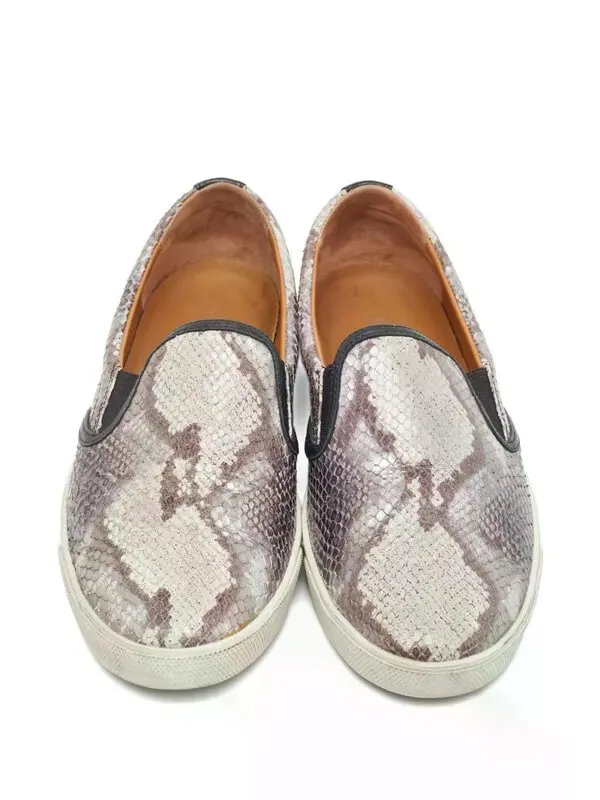 JIMMY CHOO Snakeskin-effect Slip-on Sneakers - Grey