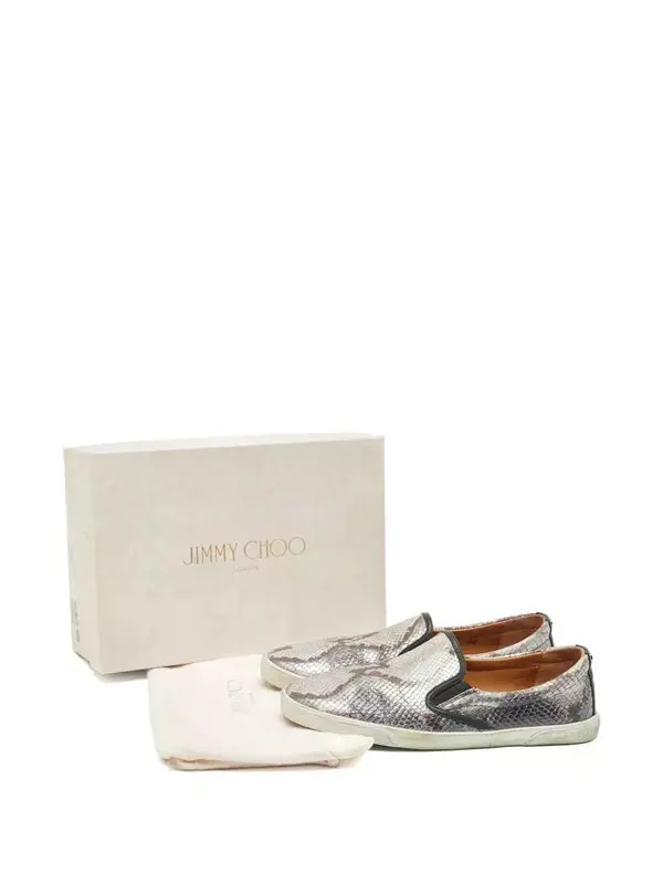 JIMMY CHOO Snakeskin-effect Slip-on Sneakers - Grey