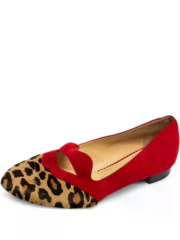 CHARLOTTE OLYMPIA Suede And Calf Hair Flats With Lip Motif