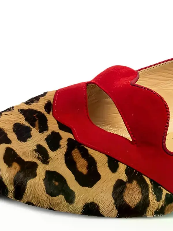 CHARLOTTE OLYMPIA Suede And Calf Hair Flats With Lip Motif