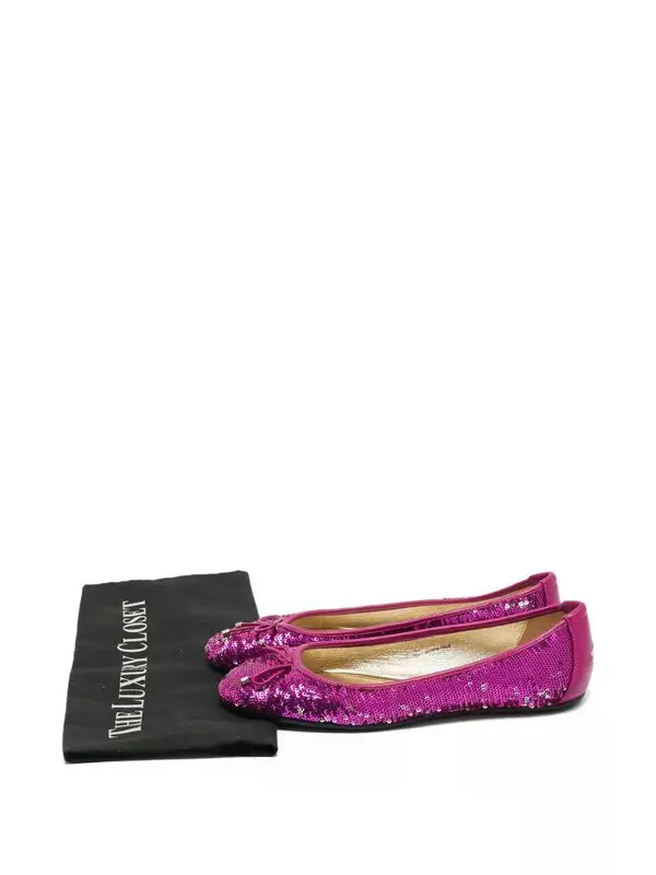 JIMMY CHOO Sequin Leather Ballet Flats With Bow Detail