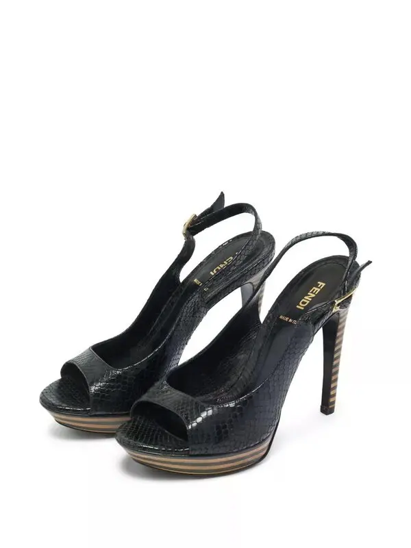 Fendi Python Embossed-leather Sandals