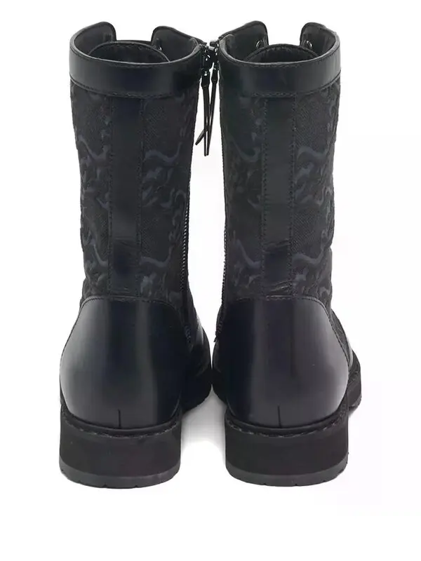 Fendi Karligraphy Jacquard Leather Combat Boots