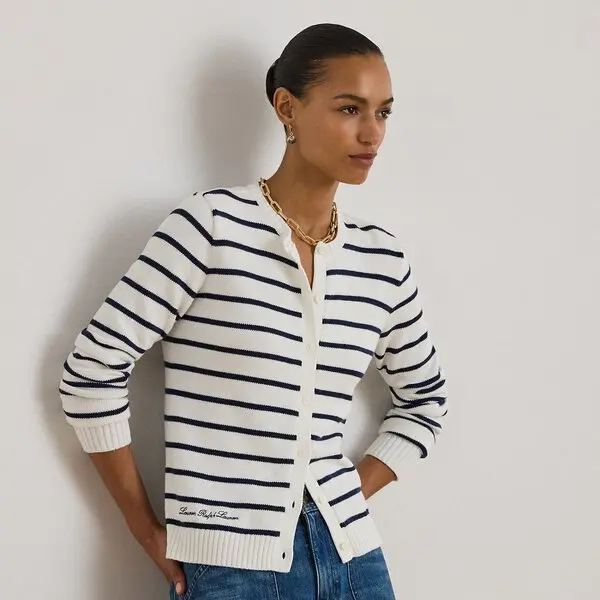 Ralph Lauren Striped Cotton Knit Cardigan