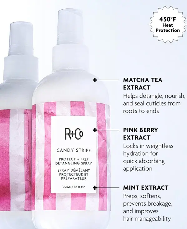 R+Co Candy Stripe Detangling Plus Prep Spray